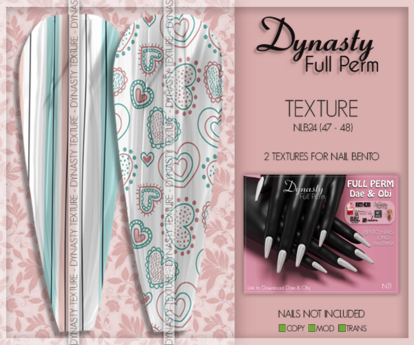 Second Life Marketplace - Dynasty - TEXTURE Nails - NLB24 (47 - 48)