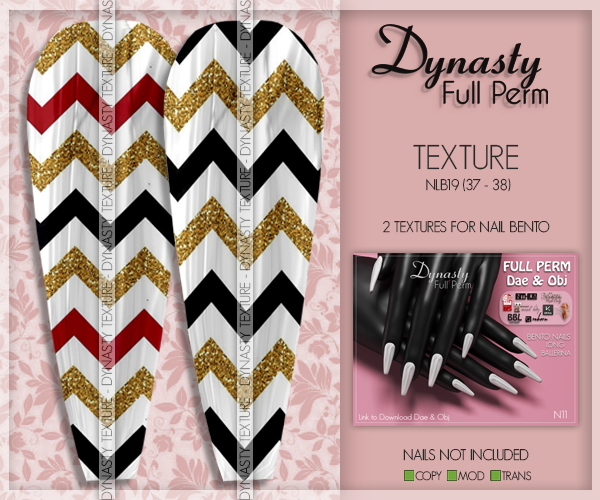 Second Life Marketplace - Dynasty - TEXTURE Nails - NLB19 (37 - 38)