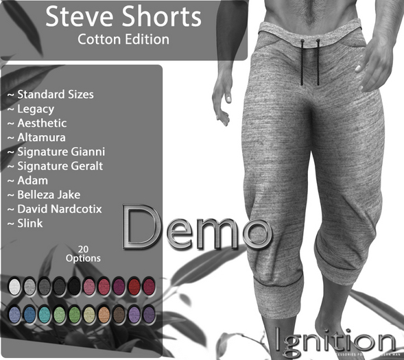 Second Life Marketplace - Ignition Steve Shorts Cotton Demo