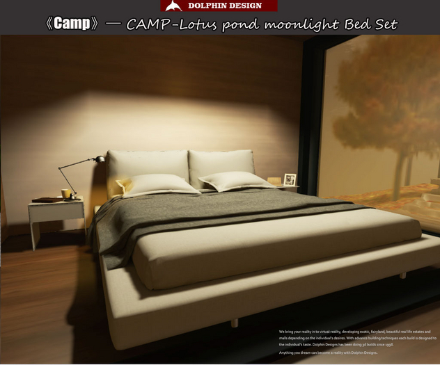 Second Life Marketplace - [Dolphin Design]CAMP-Lotus pond moonlight Bed Set