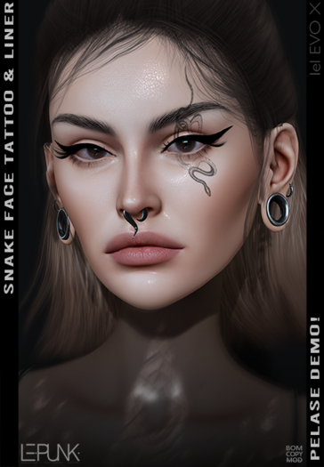 Second Life Marketplace - DEMO [ LEPUNK ] Snake. Face Tattoo & Liner ...