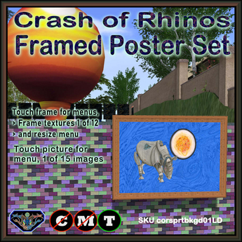 Second Life Marketplace - ART Framed Crash of Rhinos Solos ...