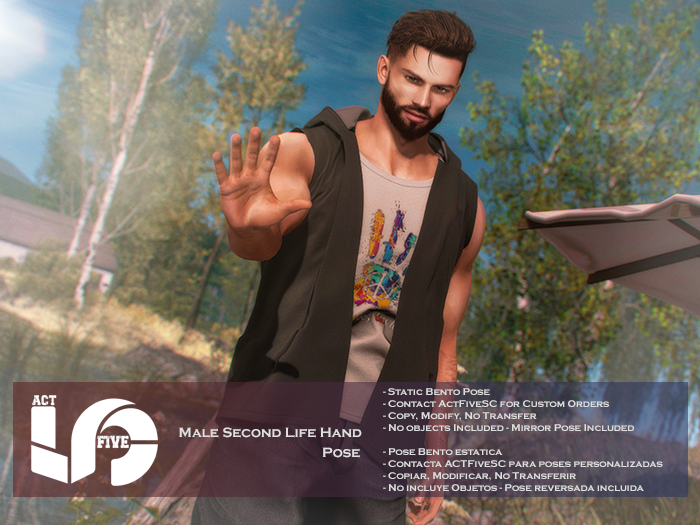Second Life Marketplace - ACT5-964-Male Second Life Hand Pose BOXED