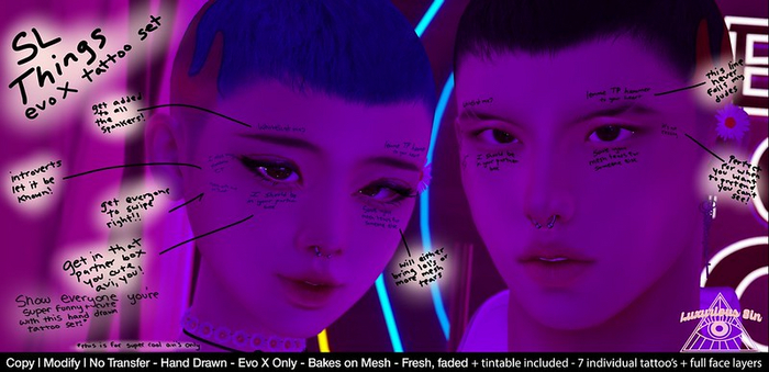 Second Life Marketplace - Luxurious Sin - SL Things Evo X Face Set ...