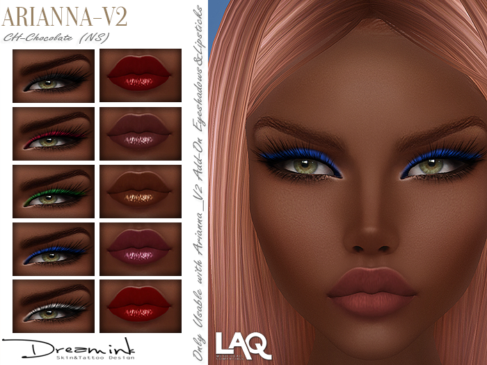 Second Life Marketplace - DREAM INK "Laq ARIANNA_V2 Add-On Eyeshadow ...