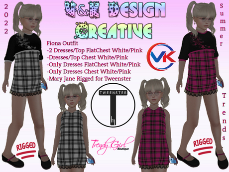 Second Life Marketplace - V&K Design Tweenster two Colors Fiona Outfit