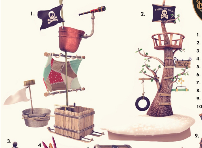 Second Life Marketplace - 2. DovePear Pirate Play Lookout Tree RARE