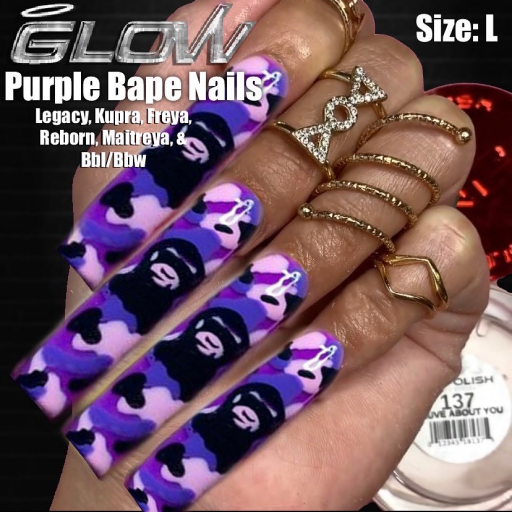 Second Life Marketplace - Glow.// Purple Bape Nails