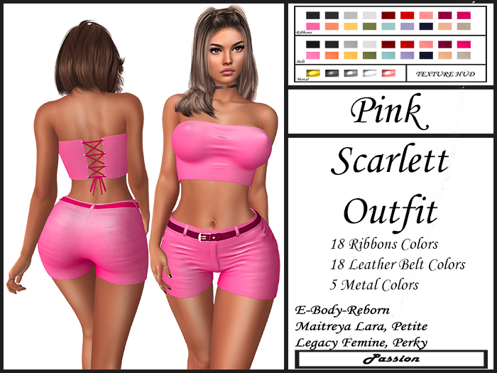 Second Life Marketplace Passion Scarlett Outfit Pink