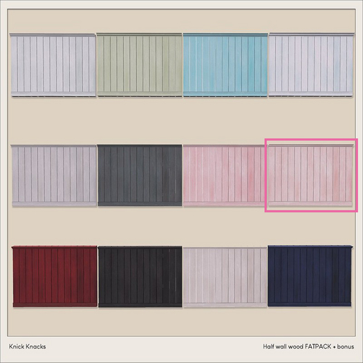 Second Life Marketplace - ::KKs:: half wall wood panel (pink light)