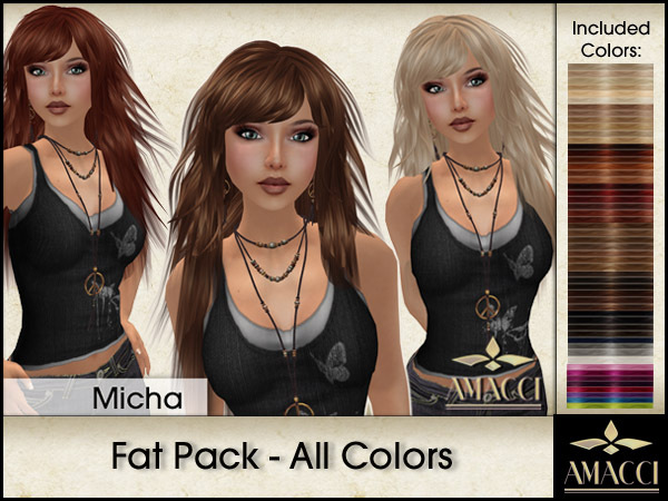 Second Life Marketplace - Amacci Hair ~ Micha - Fat Pack All Colors