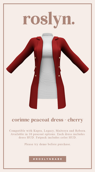 Second Life Marketplace - roslyn. corinne peacoat dress. cherry