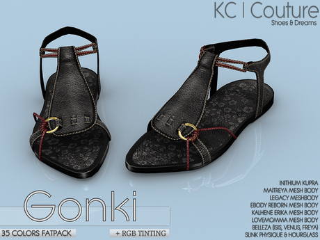 Second Life Marketplace - *DEMO* -KC- GONKI SANDALS / 35 COLORS FATPACK