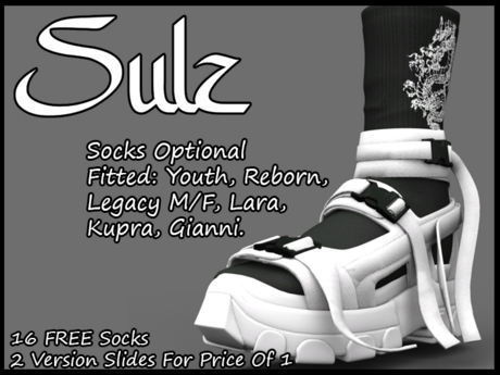 Second Life Marketplace - sulz- "Shik Sandalz" White + Socks/HUD