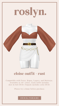 Second Life Marketplace - roslyn. eloise outfit. rust [unpack]