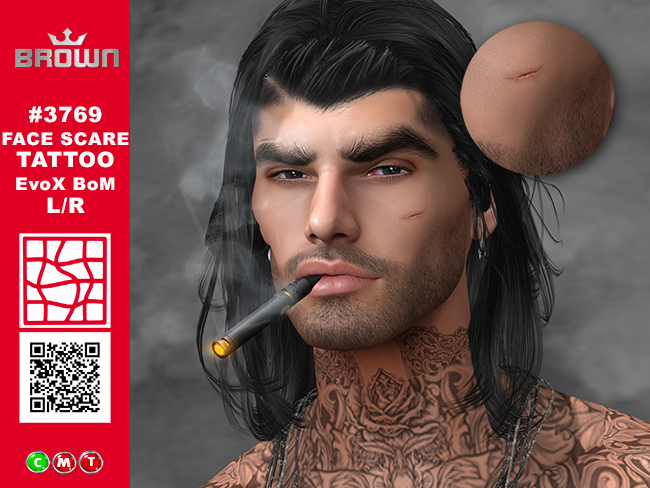 Second Life Marketplace - 3769 FACE SCARE TATTOO EVOX BoM LR BOX