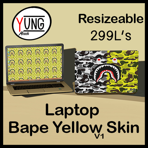 Second Life Marketplace - YUNG! Laptop Yellow Bape V1 Skin