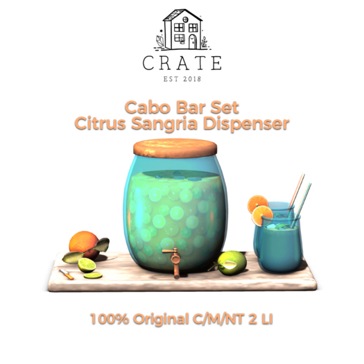 Second Life Marketplace - crate Cabo Bar Citrus Sangria Dispenser