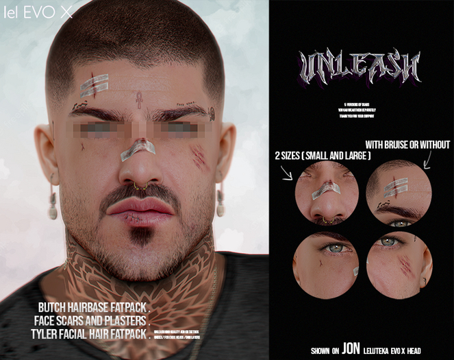 Second Life Marketplace - UNLEASH - Face scars and plasters // EVO X