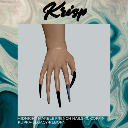 Second Life Marketplace - [KP] Midnight Marble French Nails-[KUP, LEG, REB]