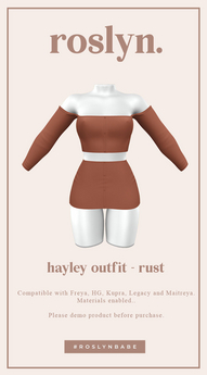 Second Life Marketplace - roslyn. hayley outfit. rust [unpack]