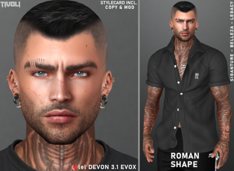 Second Life Marketplace - -Tivoli inc - Devon Shape lelutka Devon 3.1 ...