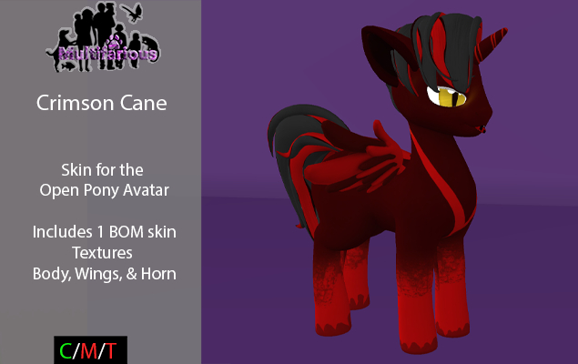 Second Life Marketplace - *M* Crimson Cane Open Pony Skin