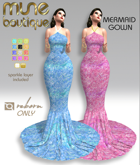 Second Life Marketplace - Mune // Reborn Only - Mermaid Gown & Hud [boxed]