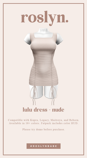 Second Life Marketplace Roslyn Lulu Dress Nude
