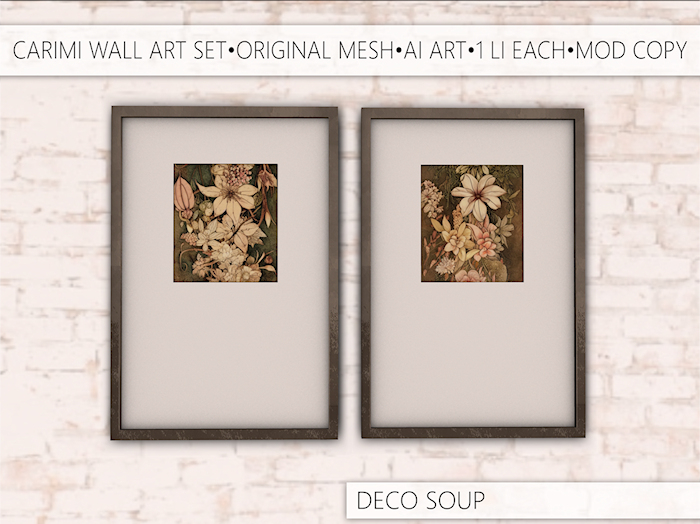 Second Life Marketplace - Deco Soup. Carimi Wall Art Set