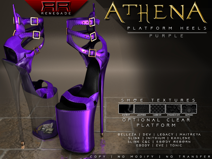 Second Life Marketplace - [Renegade] Athena Platform Heels - Purple