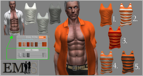 Second Life Marketplace - EMS - DALTON SHIRT & TANK - SCP ORANGE