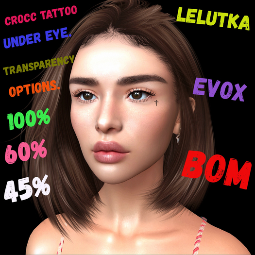 Second Life Marketplace - Cross Tattoo Under Eye. (R)... Work Only for ...