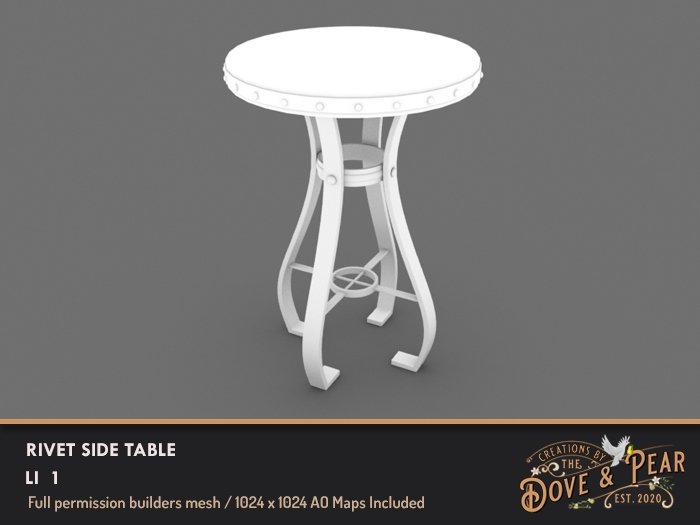 Second Life Marketplace - Dove & Pear for Builders - Rivet Side Table