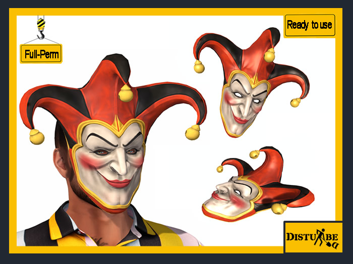 Second Life Marketplace - ::DisturbeD:: Jester Mask - FULL PERM MESH
