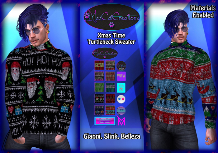 Second Life Marketplace - MCC - men - ADD ME - Xmas Time Turtleneck ...