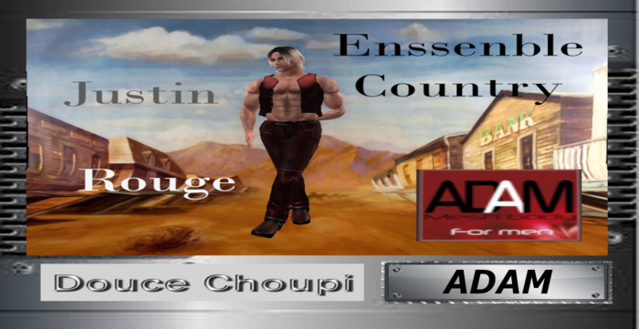 Second Life Marketplace - ENSSEMBLE COUNTRY JUSTIN - rouge - Adam