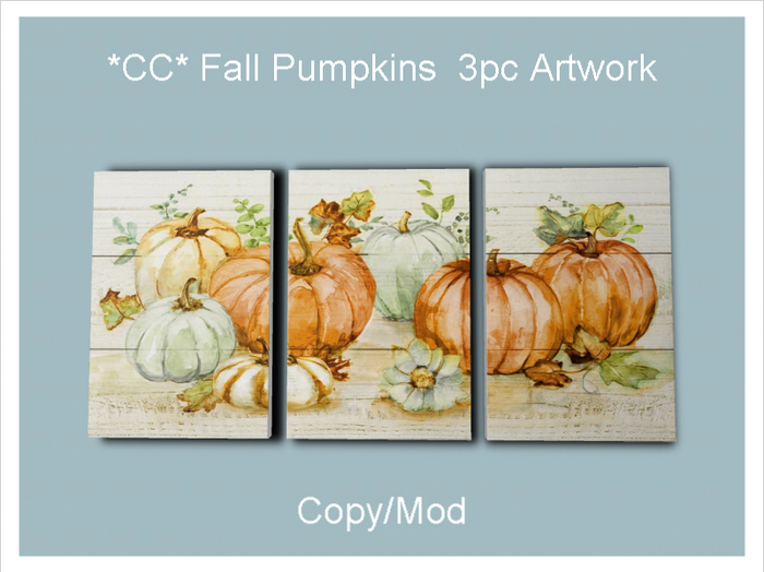 Second Life Marketplace - *CC* Fall Pumpkins 3pc Artwork