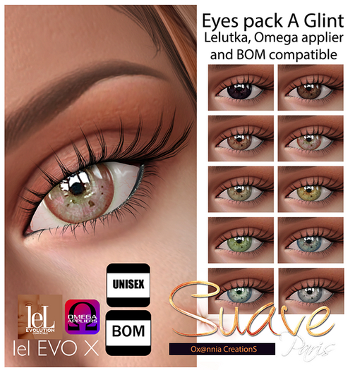Second Life Marketplace - *{Suave}* Eyes Glint pack A 10 colors BOX