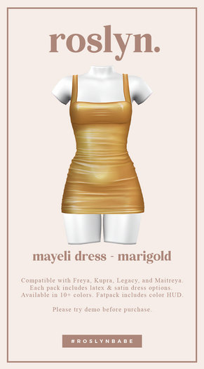 Second Life Marketplace - roslyn. mayeli dress. marigold [unpack]