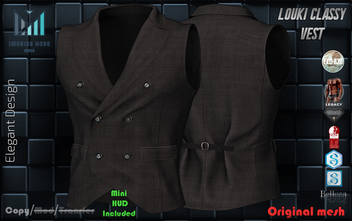 Second Life Marketplace - Louki Classy Vest -Black- Aesthetic, Gianni ...