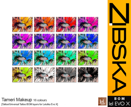Second Life Marketplace - Zibska Evo X ~ Tameri Makeup in 16 colors ...