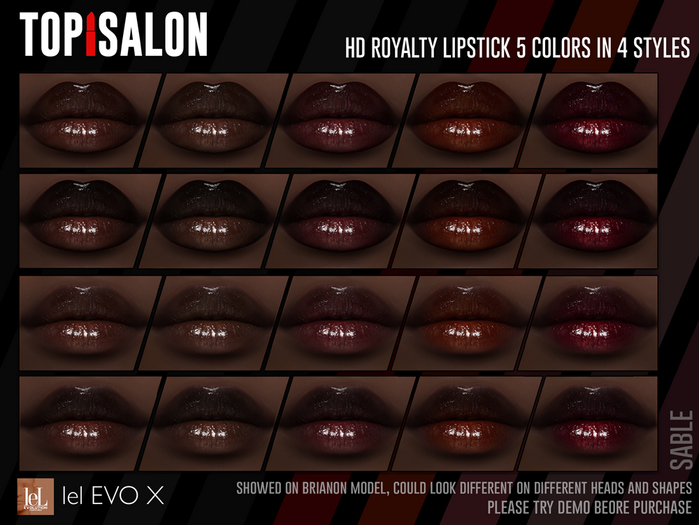 Second Life Marketplace - TOP1SALON - HD ROYALTY LIPSTICK (Lelutka X ...