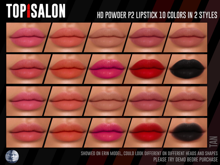 Second Life Marketplace - TOP1SALON - HD POWDER P2 LIPSTICK (Genus) TAN