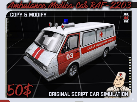 Second Life Marketplace - Retro Ambulance Medica Car RAF-2203