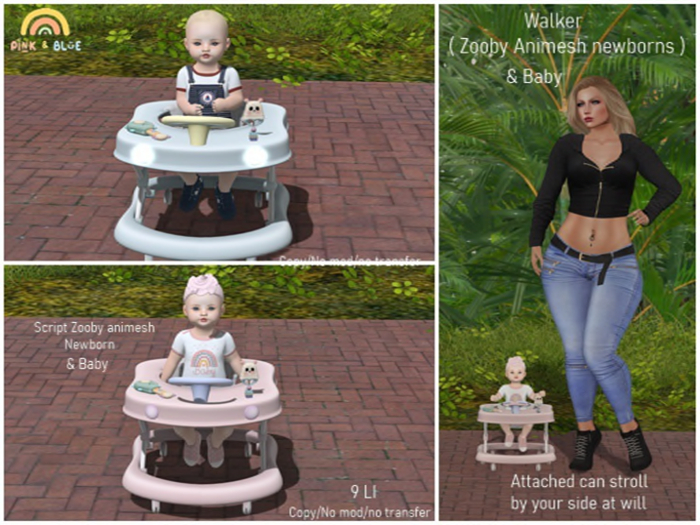 Second Life Marketplace - {Pink&Blue}Walker( Zooby Animesh Newborns & Baby)