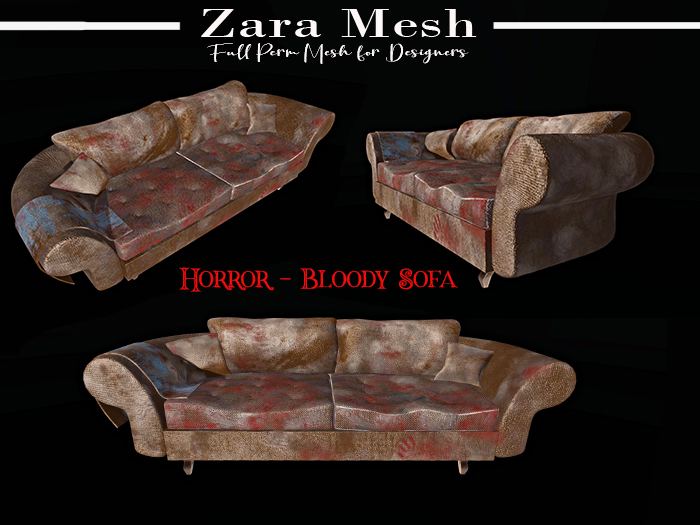 Second Life Marketplace - ZM - Horror - Bloody Sofa - FULL PERM MESH