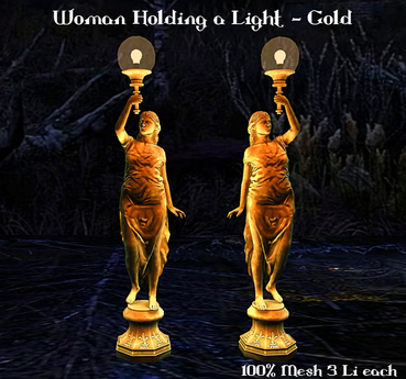 Second Life Marketplace - I: Woman Holding a Light Mirrored - Gold