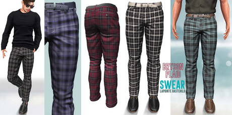 Second Life Marketplace - L&B - Mens - Plaid Pants - Bryson TEAL Legacy ...