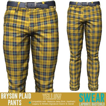 Second Life Marketplace - Pants - Bryson Plaid Pants - YELLOW Plaid